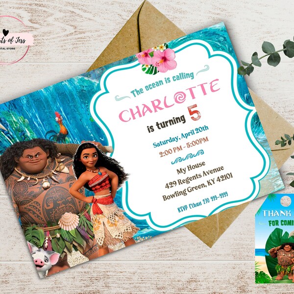 Moana Invitation - Etsy