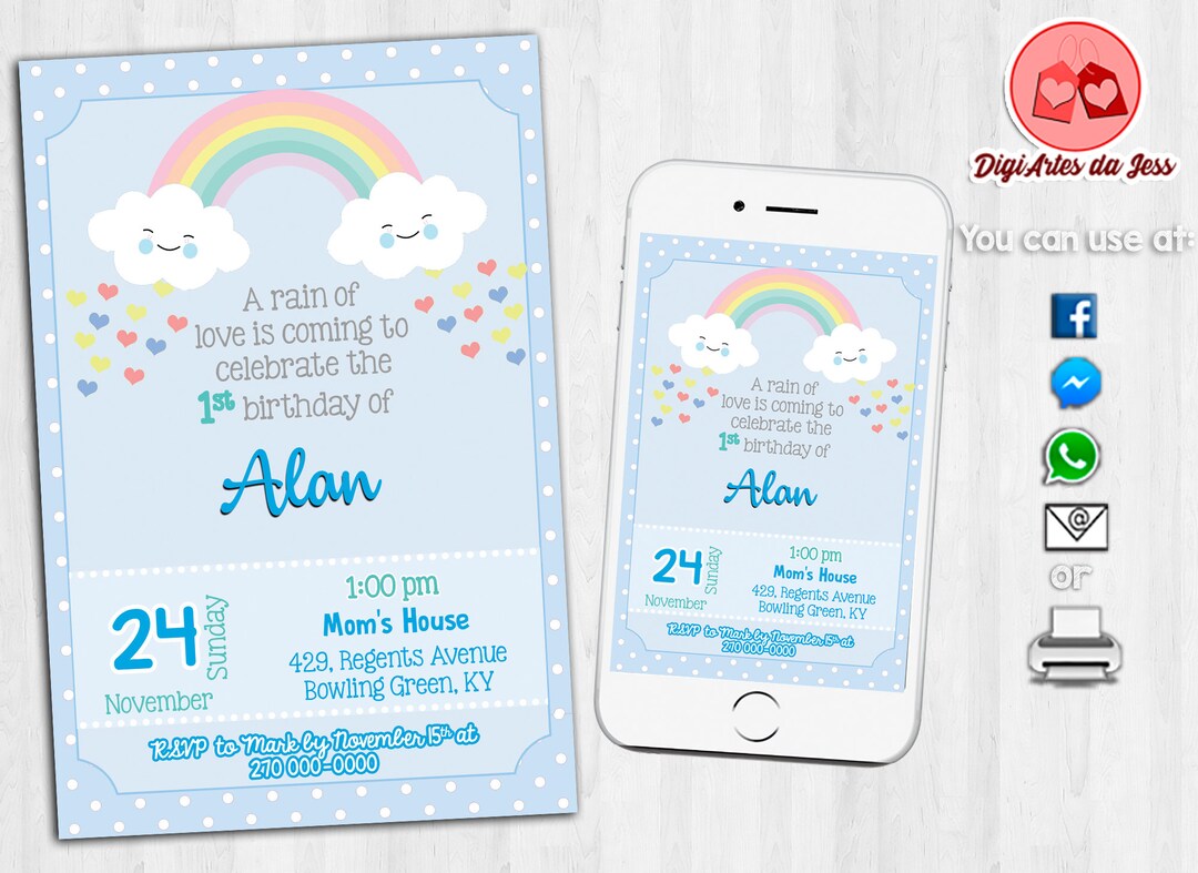 Rain of Love Invitation, Rain of Love, Rain of Love Party Invitation ...