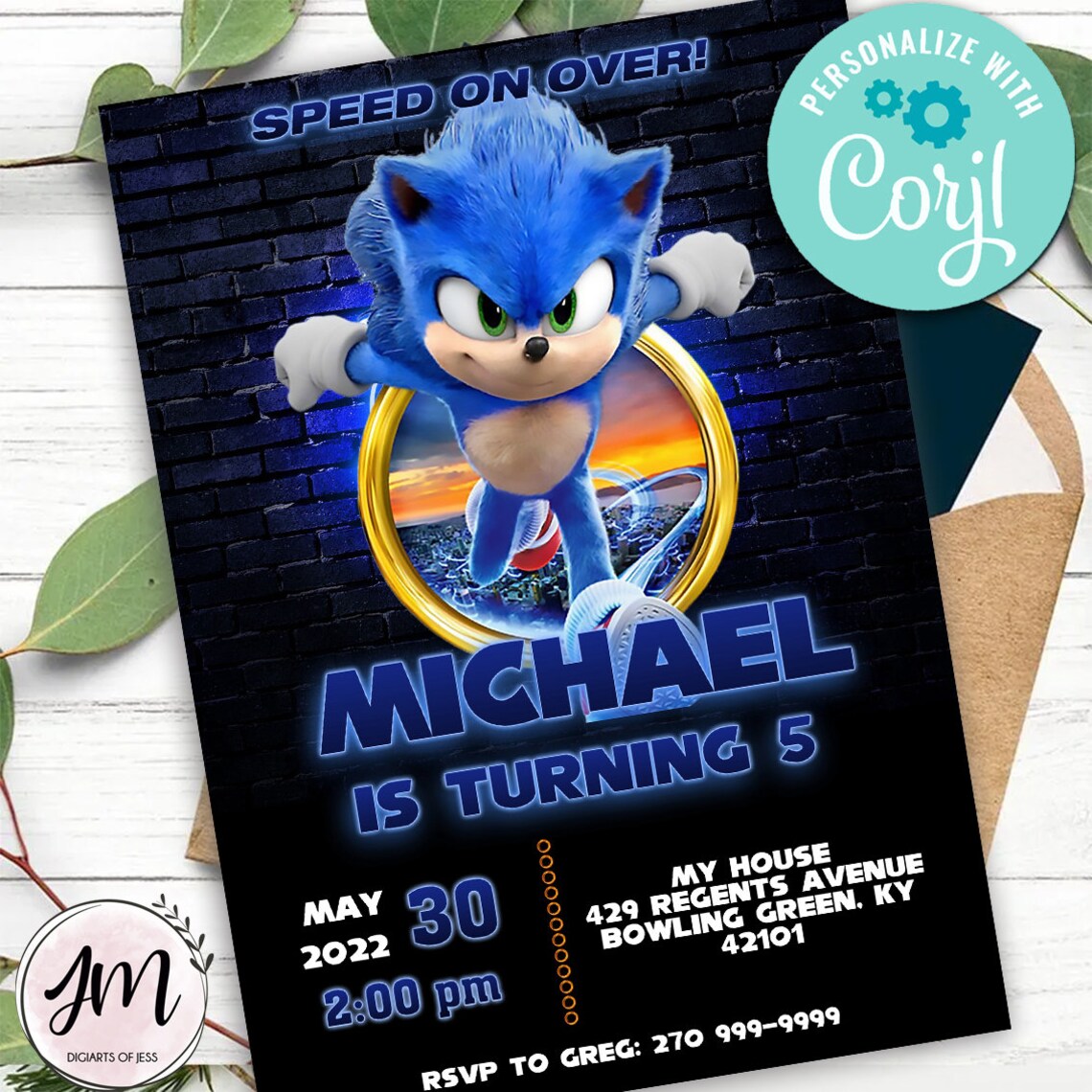 Sonic the Hedgehog Sonic Editable Invitation Sonic Party - Etsy