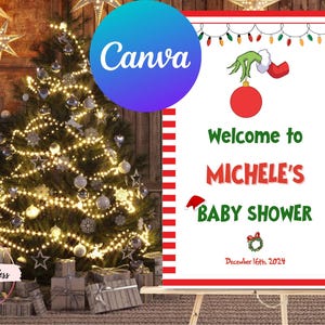 Grinch Baby Shower Welcome Sign Grinchmas Baby Shower Christmas Baby ...