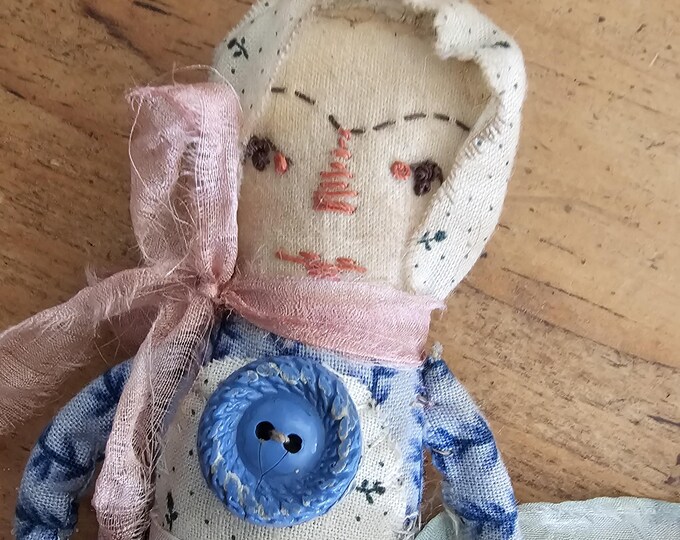 Prairie Doll With Bonnet Little Cloth Folk Art Doll Hand Crafted Folk ...