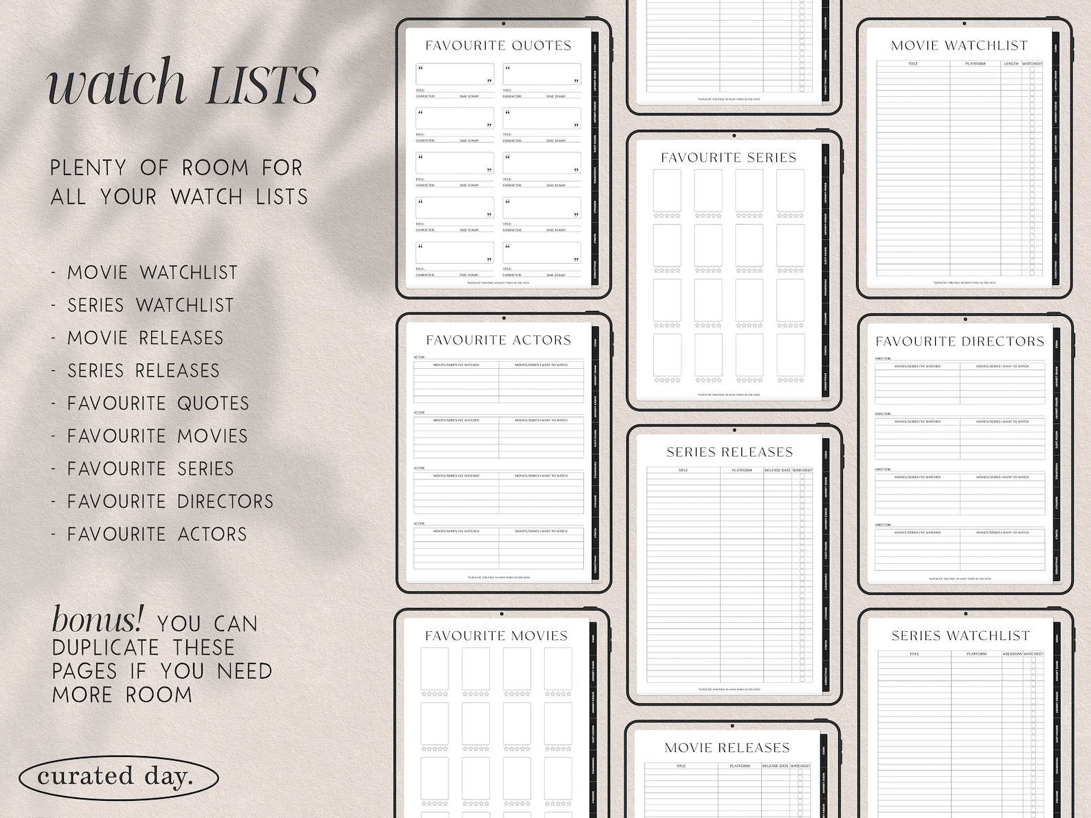 Digital Movie and TV Series Journal for Goodnotes | TV and Film Planner ...