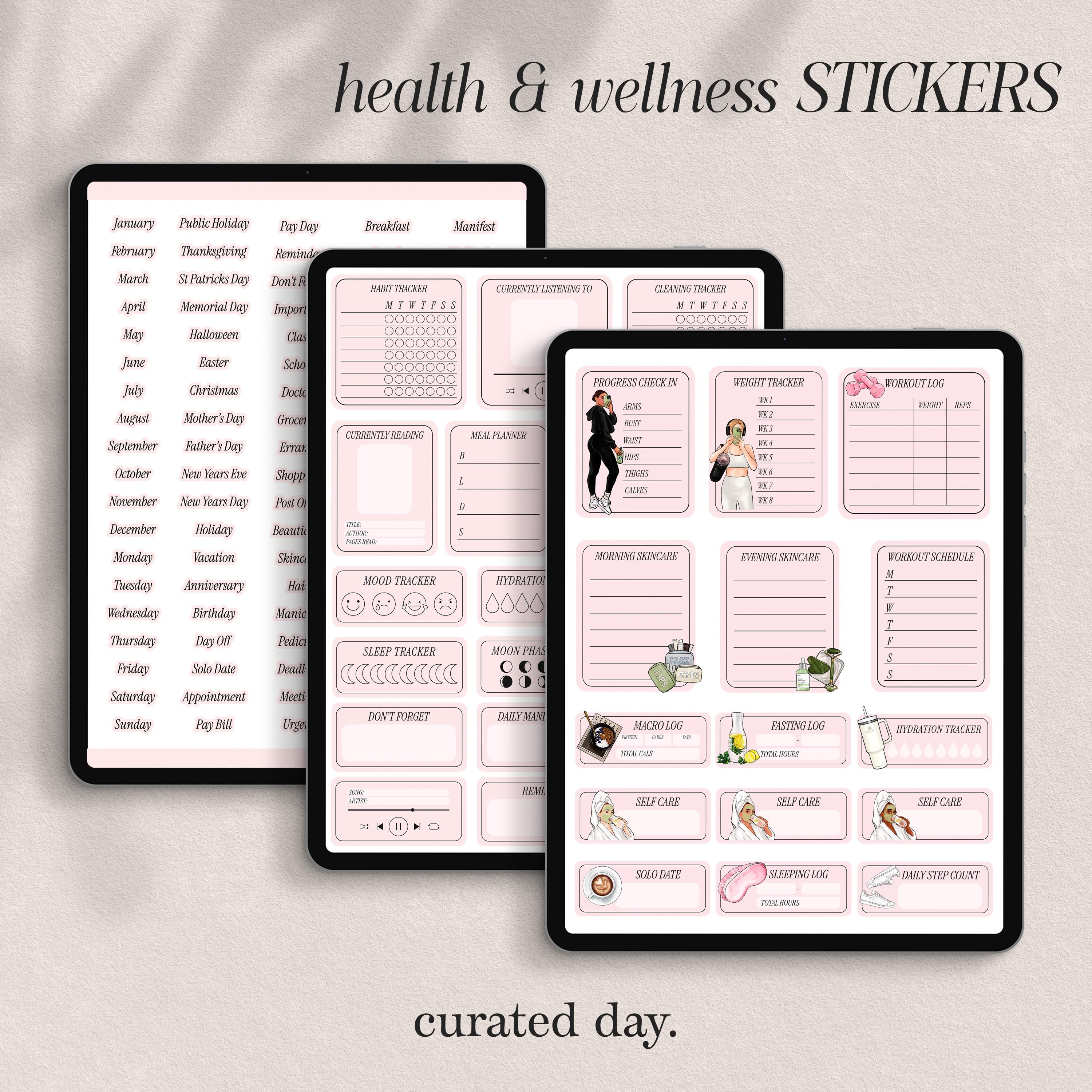 Wellness Aesthetic Digital Planner Stickers for Goodnotes | Fitness ...