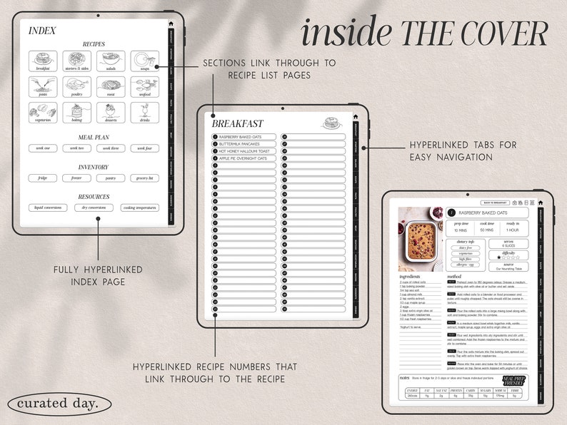 Digital Recipe Book for Goodnotes Digital Meal Planner Digital Recipe ...