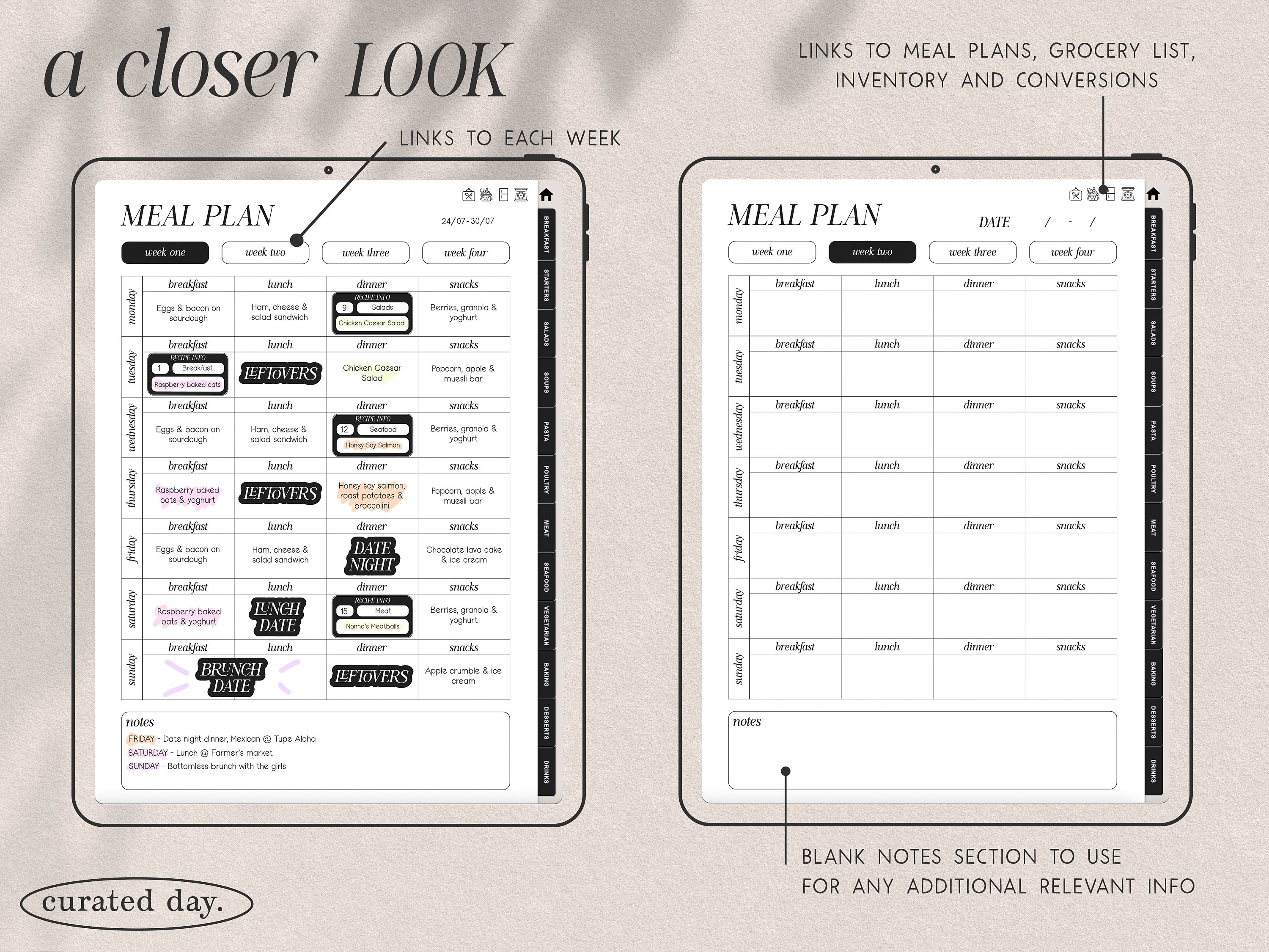 Digital Recipe Book for Goodnotes Digital Meal Planner Digital Recipe ...