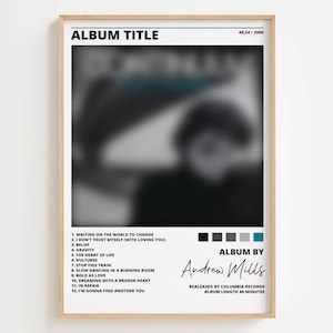Custom Music Album Cover Art Print: Personalized Tracklist (digital ...