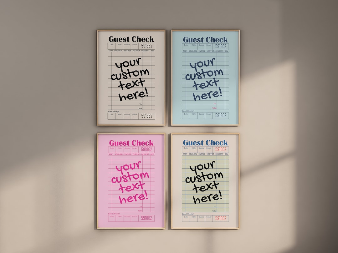 Custom Guest Check Art Print: Trendy Retro Wall Decor (digital Download ...