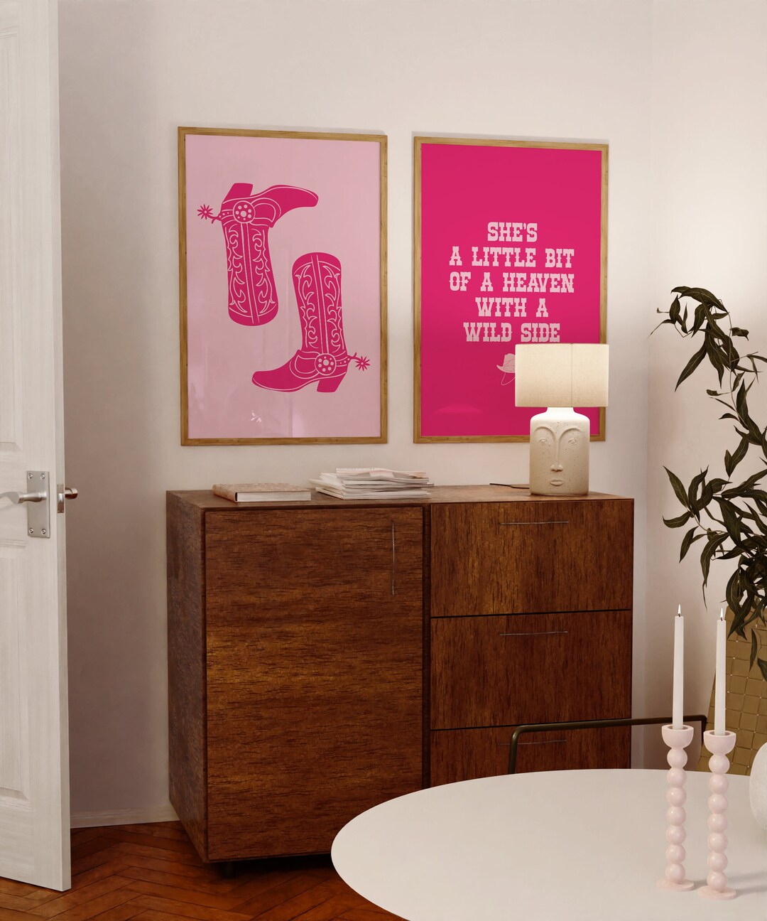 Pink Cowgirl Boot Art Print Set: Trendy Dorm Decor (digital Download ...