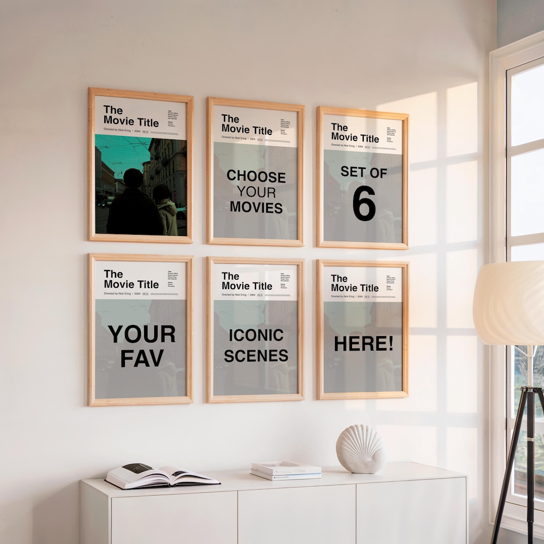 Custom Minimalist Movie Poster Set of 6, Personalized Film Prints ...