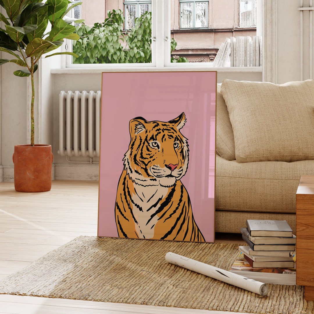 Tiger Print, Jungle Animal Art, Pink Tiger Print, Preppy Wall Art ...