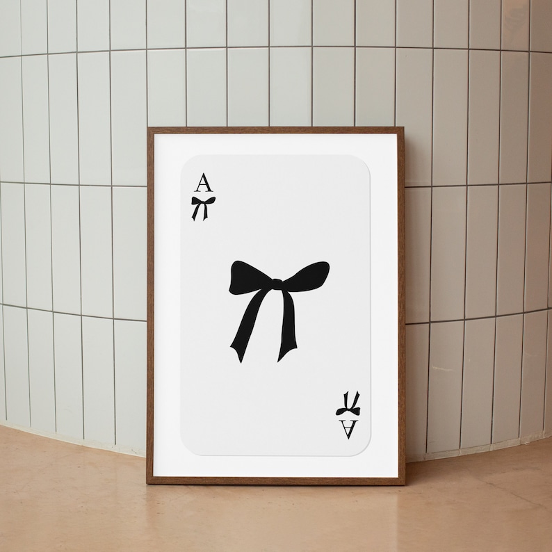 Ace Card Bow Print, Coquette Bow Poster, Aesthetic Wall Art, Playing ...