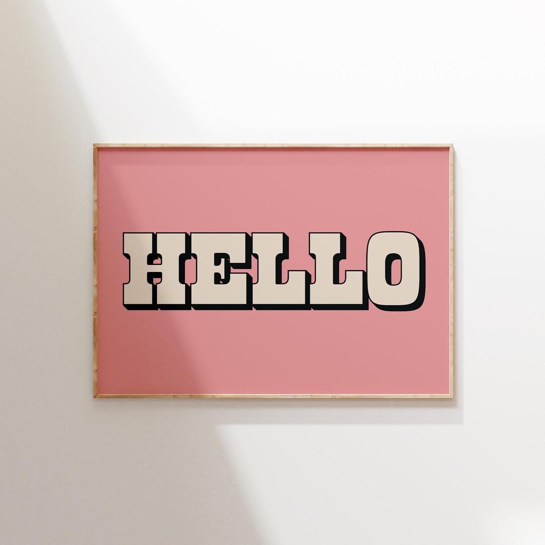 Hello Entryway Print, Hi Wall Art, Home Decor, Retro Typography Poster ...