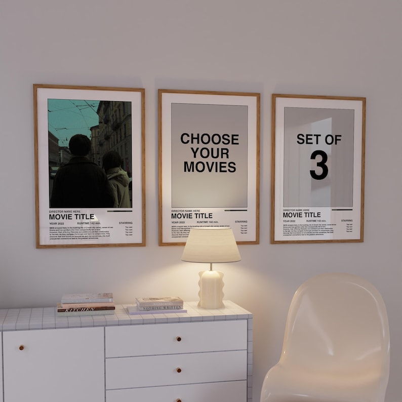 Movie Poster Set of 3 Custom Print, Choose Your Movies, Custom Film ...