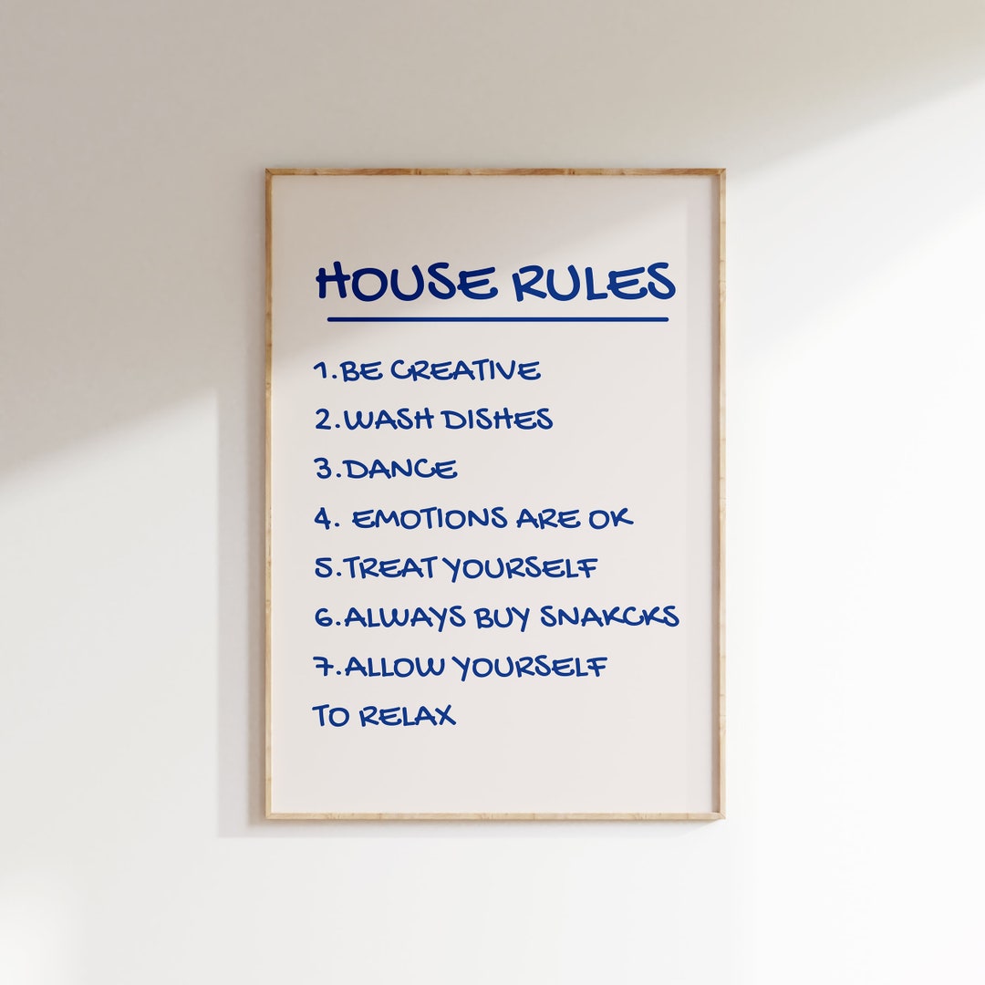 House Rules Art Print, Retro Wall Decor (digital Download) - Etsy