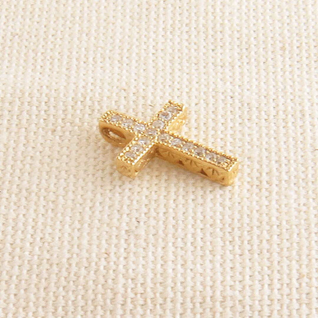 Small Cross in Yellow Gold With Diamonds - Etsy