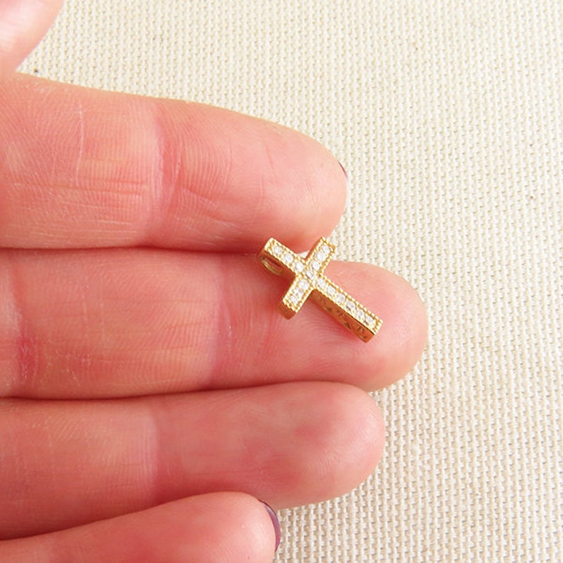 Small Cross in Yellow Gold With Diamonds - Etsy