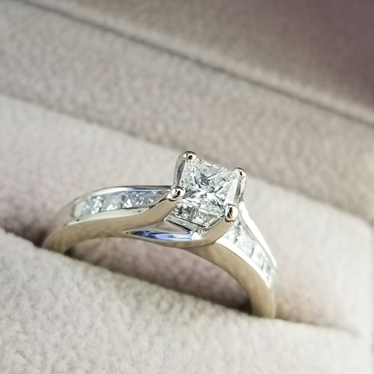 Vintage Princess Cut Engagement Ring 14 White Gold with | Etsy