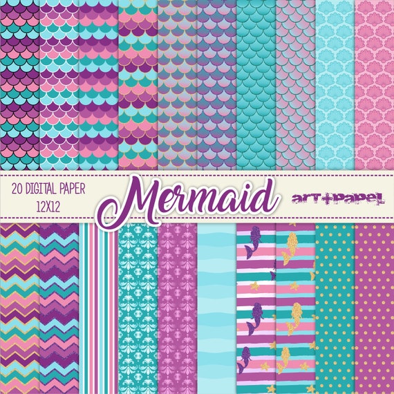 Digital Paper Mermaid - Etsy