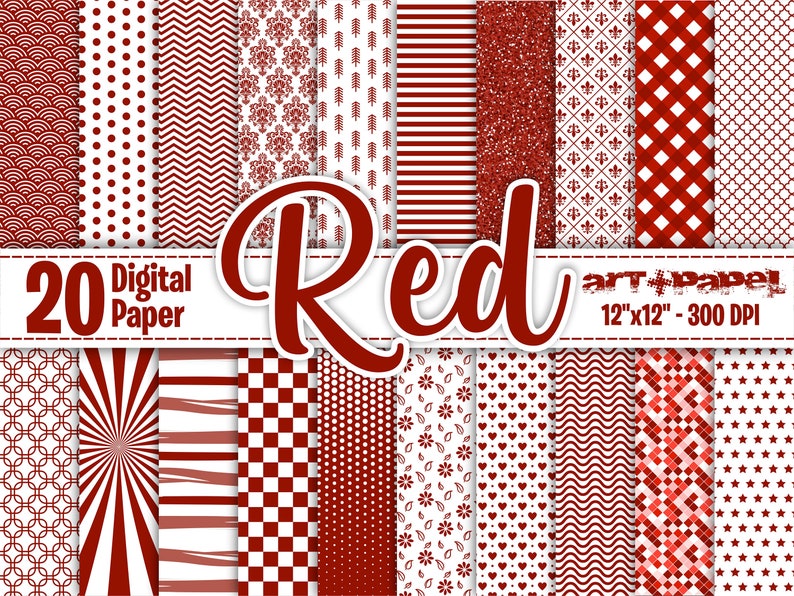 Red Digital Paper - Etsy