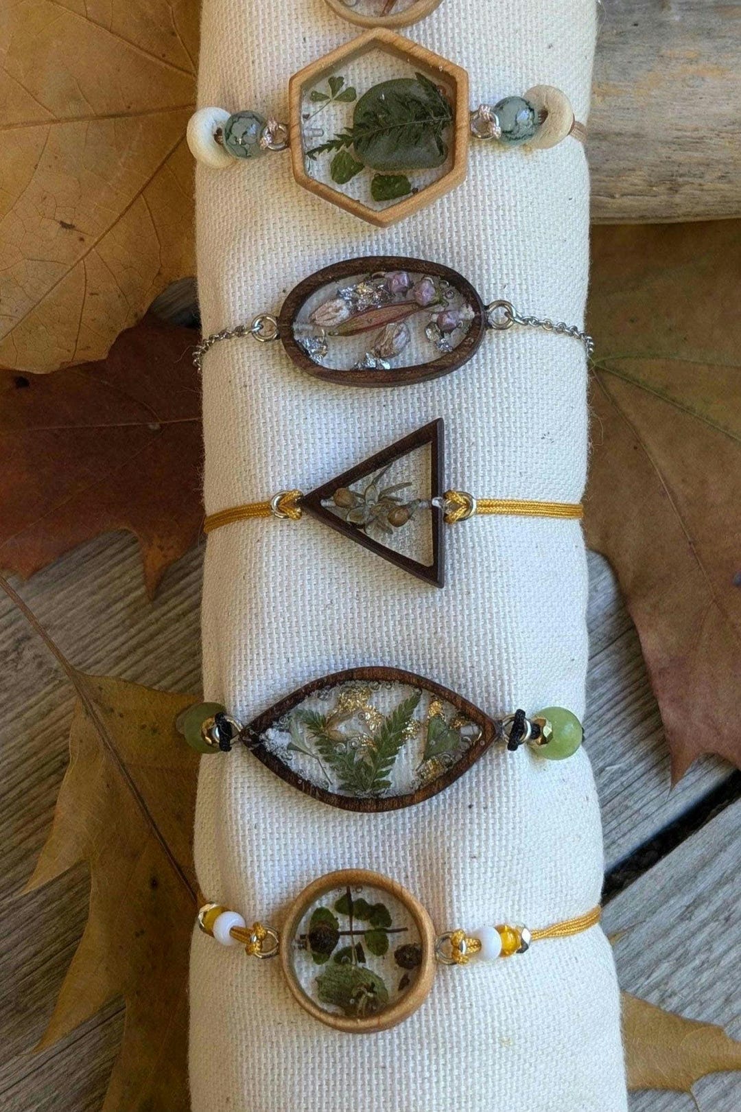 Personalized Wooden Botanical Jewelry, Bracelets Made From Natural Wood ...