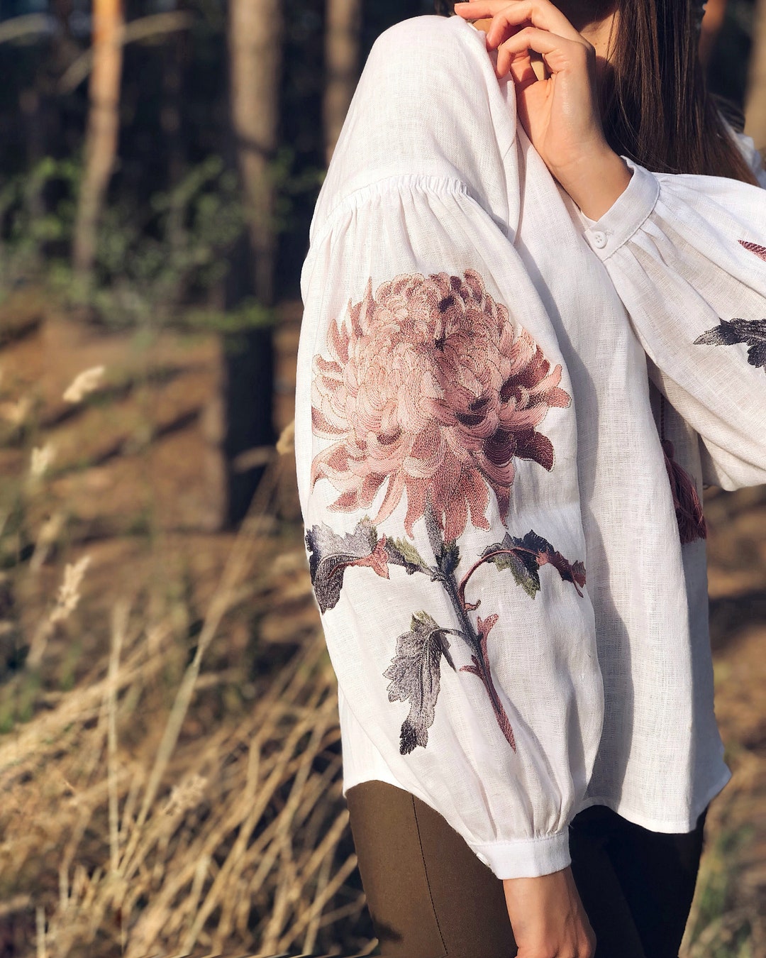 White Womens Embroidered Boho Style Luxury Blouse/ Vyshyvanka ...