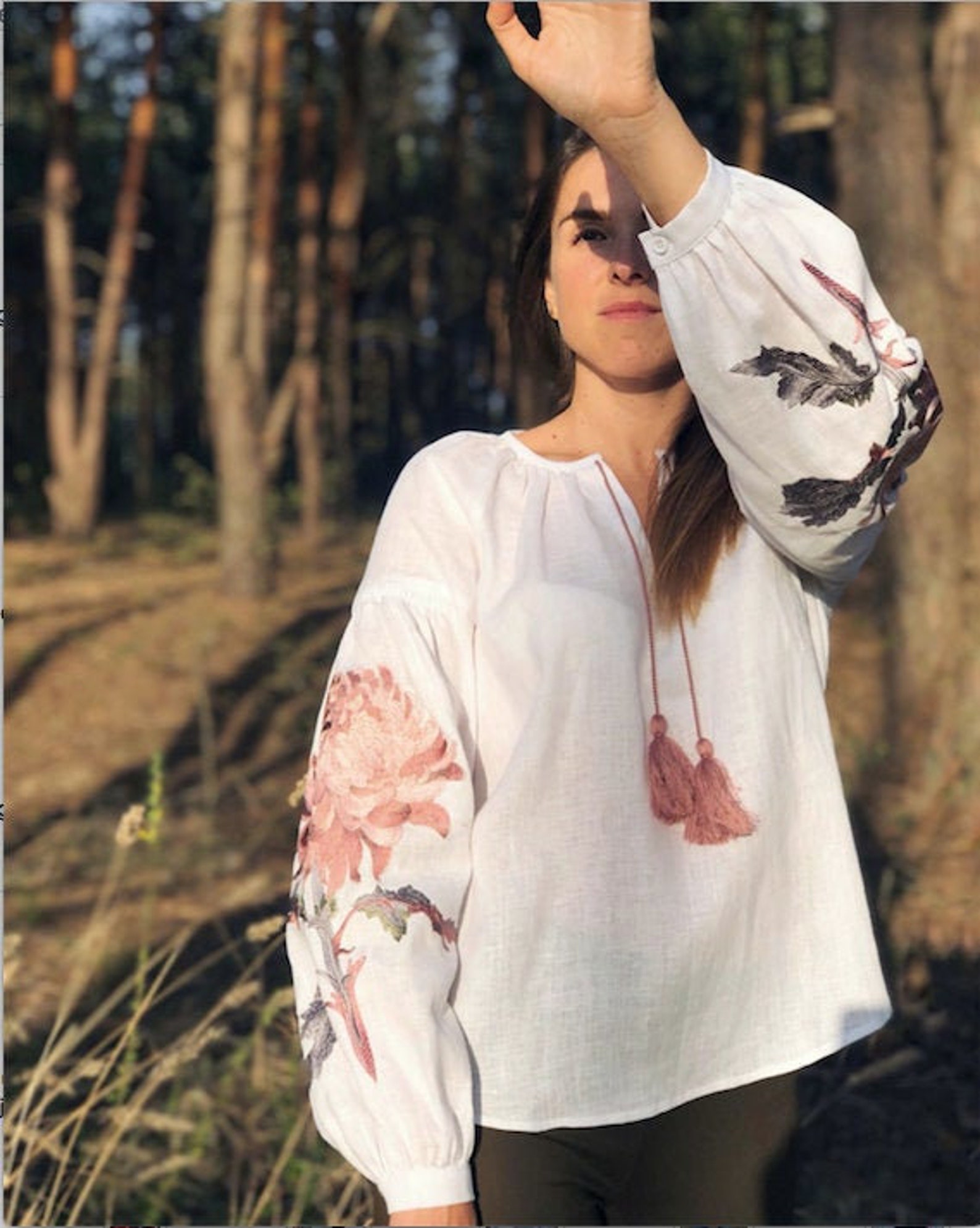 White Womens Embroidered Boho Style Luxury Blouse/ Vyshyvanka | Etsy