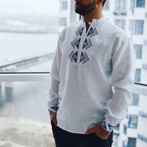 Men's Embroidered Shirt Long Sleeves Shirt Ukrainian | Etsy