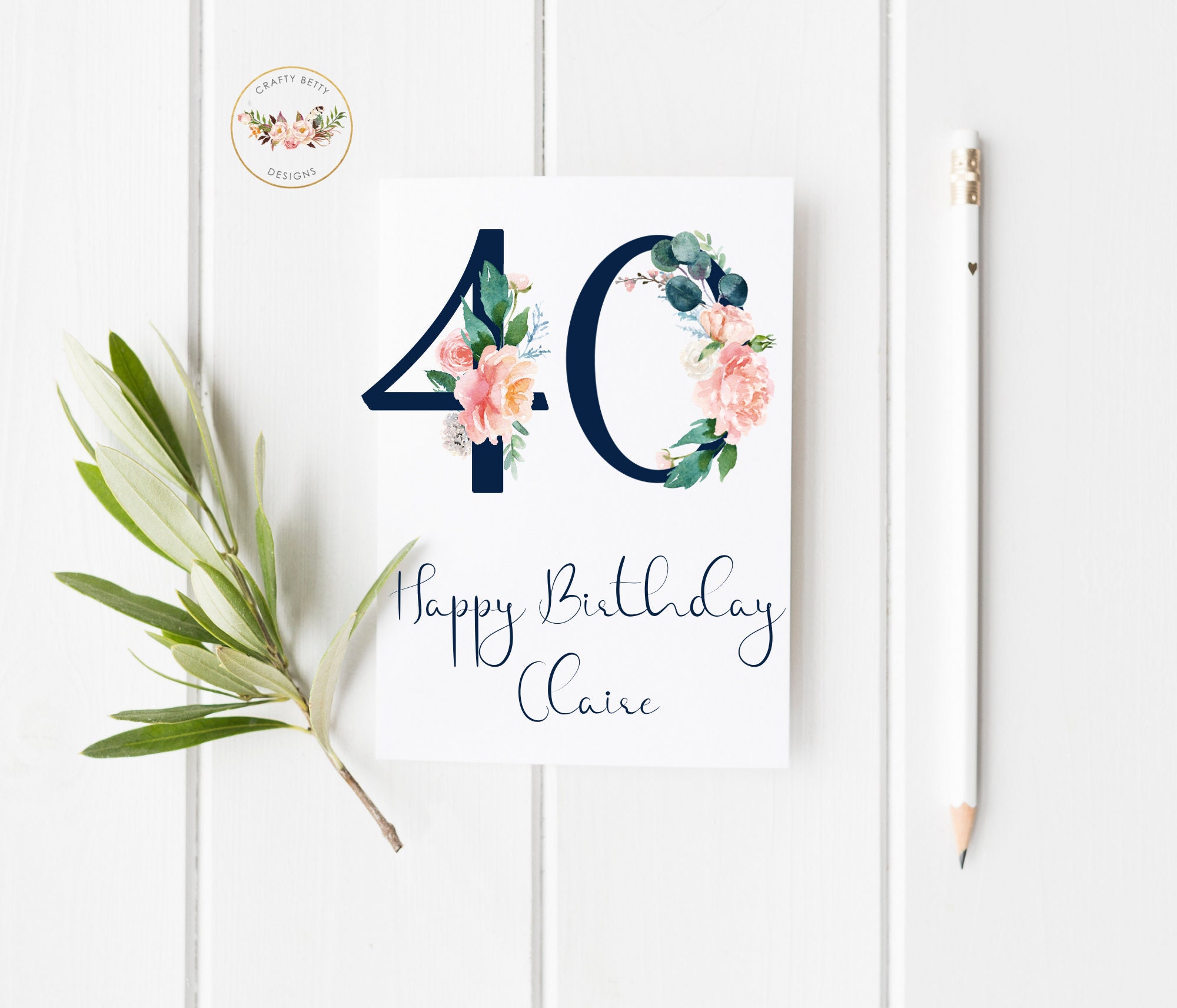 Happy 40th Birthday Card Personalised Card Personalised | Etsy