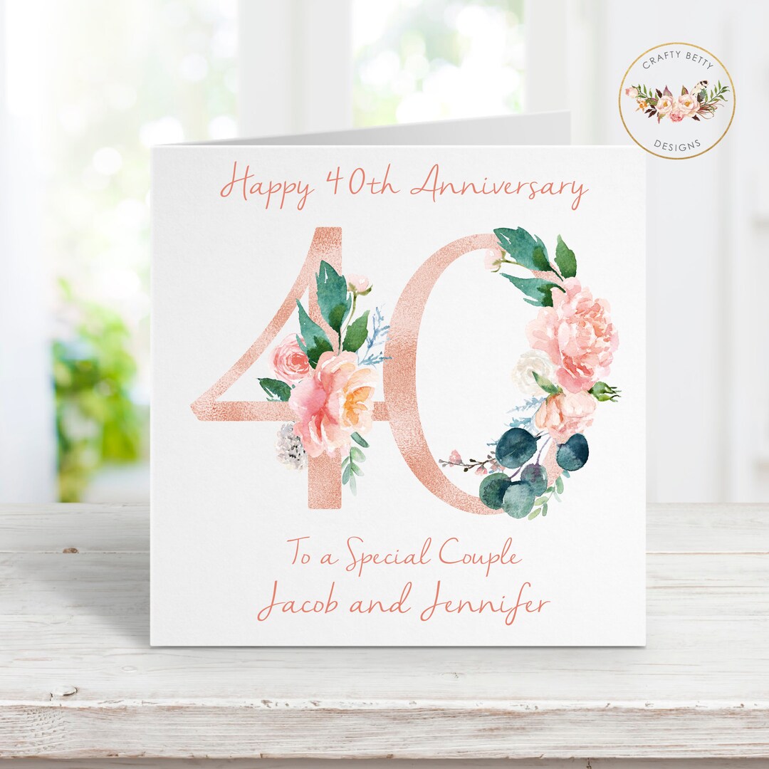 Personalised 40th Anniversary Card, 40th Wedding Anniversary Card, on ...