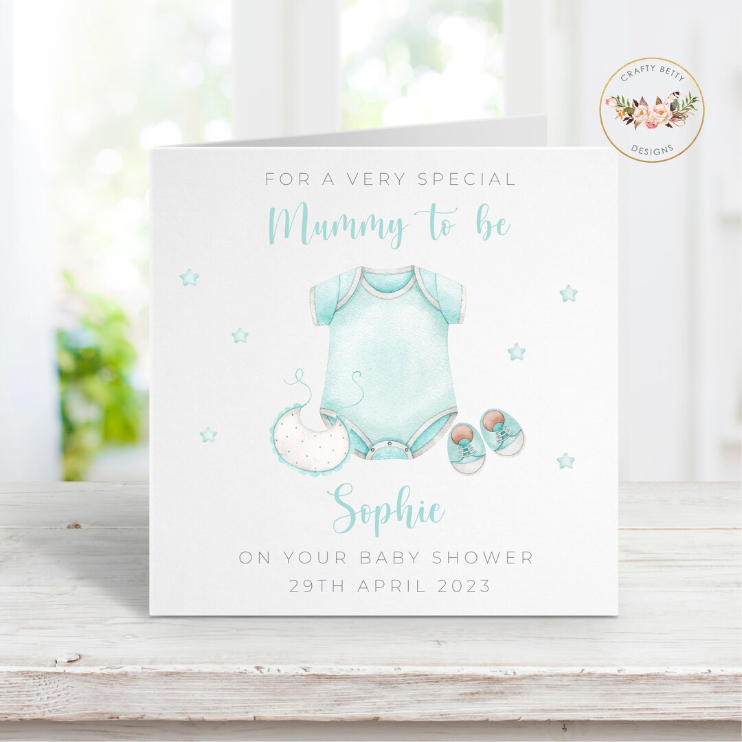 Personalised Baby Shower Card, Pregnancy Card, Blue Baby Shower Card ...