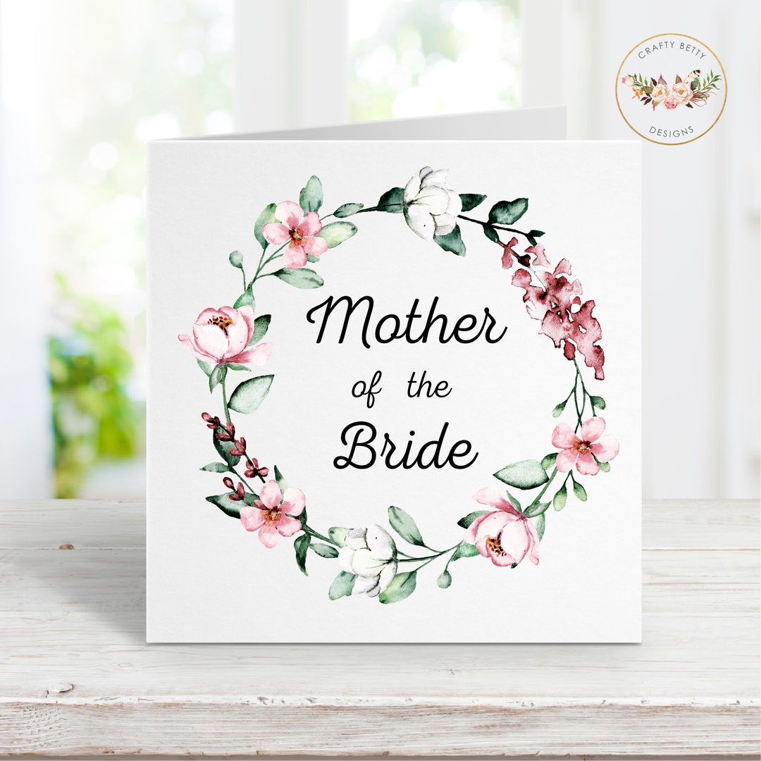 Mother of the Bride Card, Wedding Card, Floral Wreath, Brides Mother ...