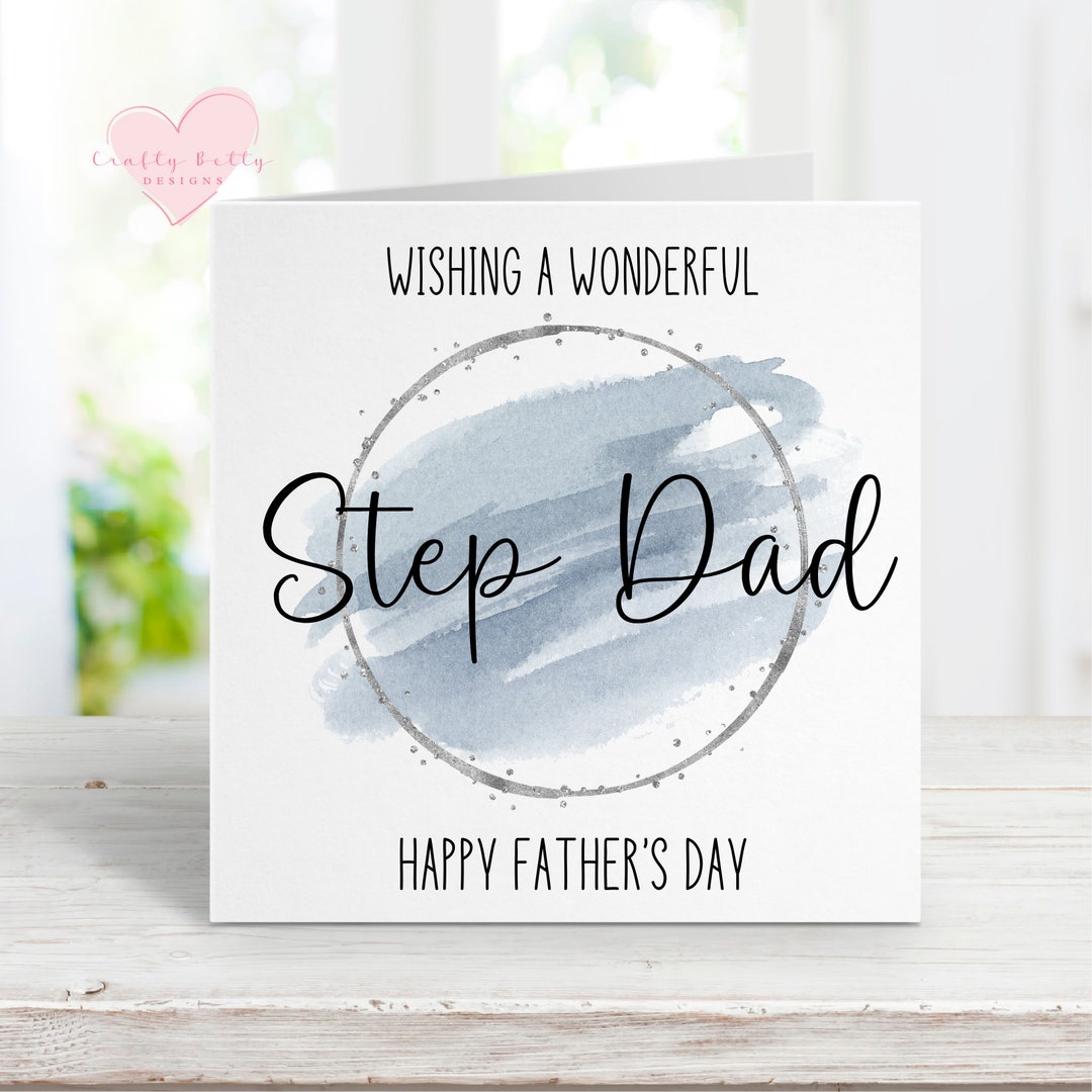 Step Dad Father's Day Card, Blue Simple Design Father's Day Card ...
