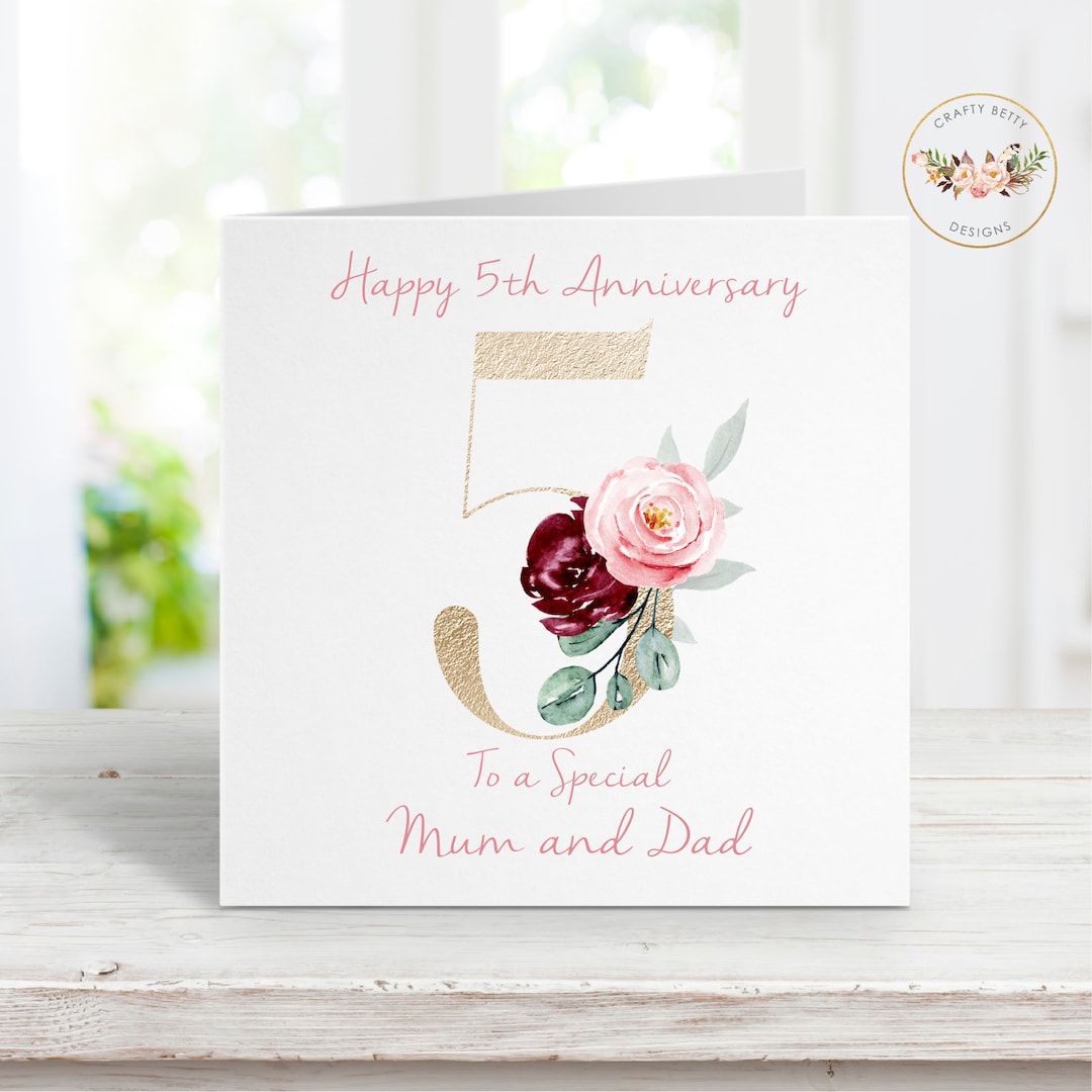 Personalised 5th Anniversary Card 5th Wedding Anniversary Card on Your ...