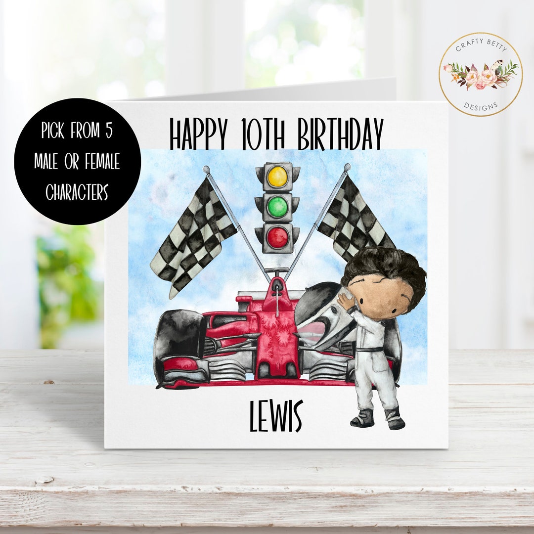 F1 Grand Prix 10th Birthday Card, Racing Car Birthday Card, Racing Car ...