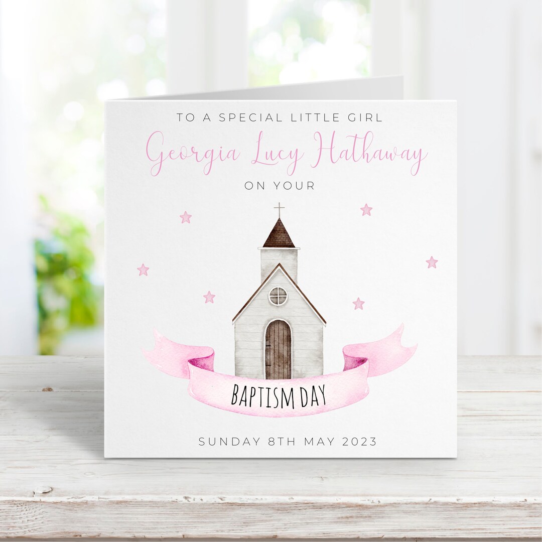 Personalised Baptism Card, Baptism Card, Floral Cross Baptism Card ...