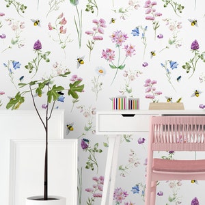Soft Spring Meadow Wallpaper | Self Adhesive Wallpaper, Removable ...