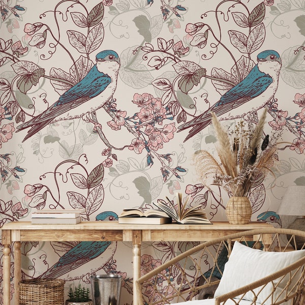 Bird Theme Wallpaper - Etsy