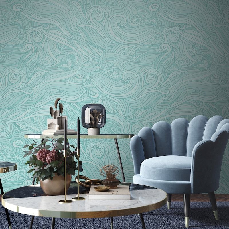 Turquoise Wallpaper - Etsy