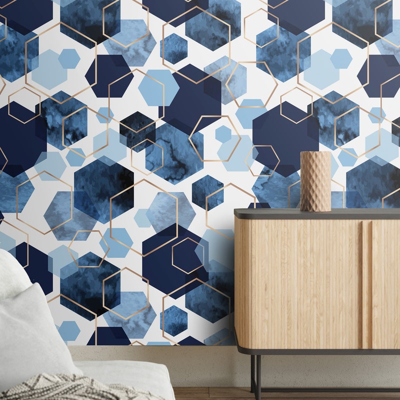 Blue Geometric Art - Etsy