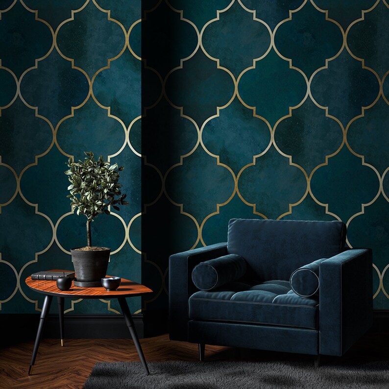 Green Moroccan Pattern Wallpaper Self Adhesive Wallpaper - Etsy