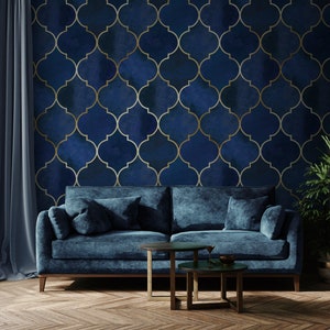 Blue Moroccan Pattern Wallpaper Self Adhesive Wallpaper - Etsy