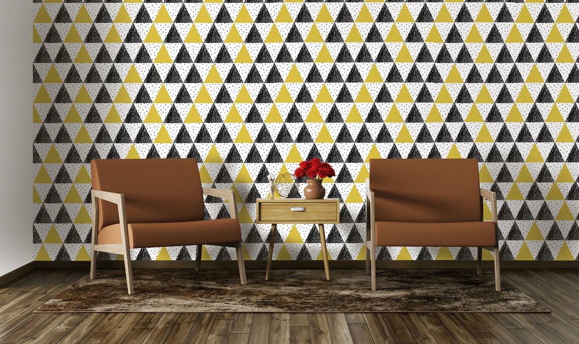 Black and Yellow Triangles Wallpaper | Self Adhesive Wallpaper ...