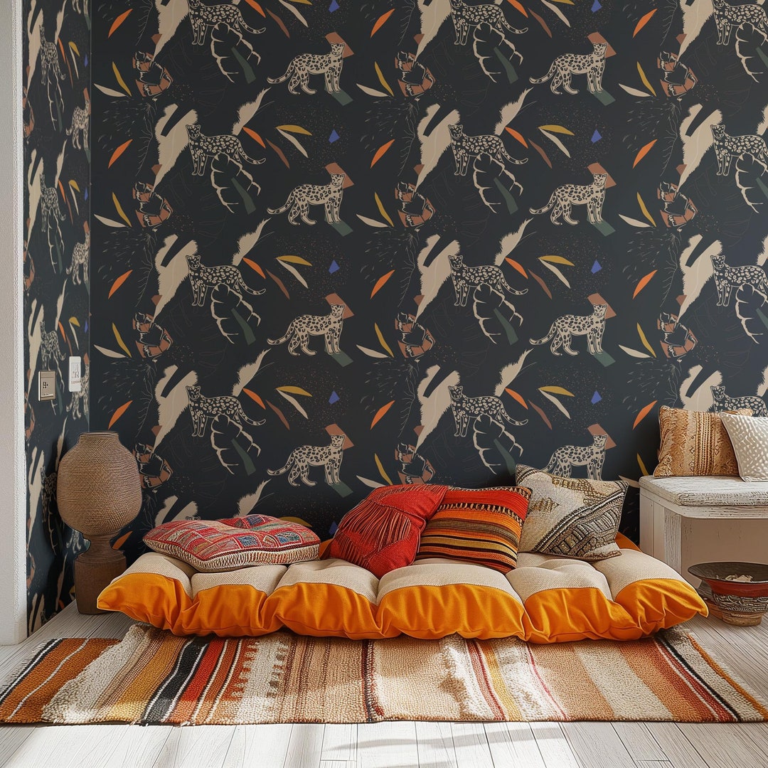 Wild Animals Wallpaper, Cheetah Navy Blue Background Wallpaper ...
