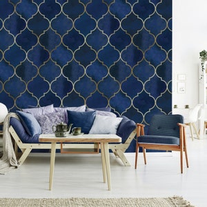Blue Moroccan Pattern Wallpaper Self Adhesive Wallpaper - Etsy