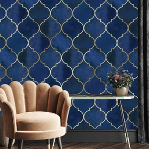 Blue Moroccan Pattern Wallpaper Self Adhesive Wallpaper - Etsy