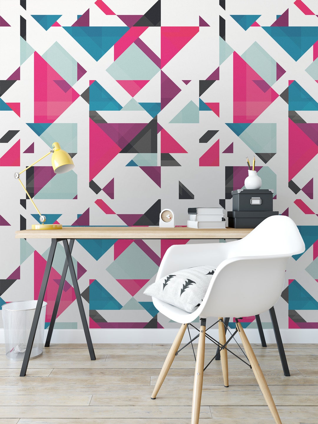 Buy Pink and Blue Triangles Wallpaper | Self Adhesive Wallpaper ...