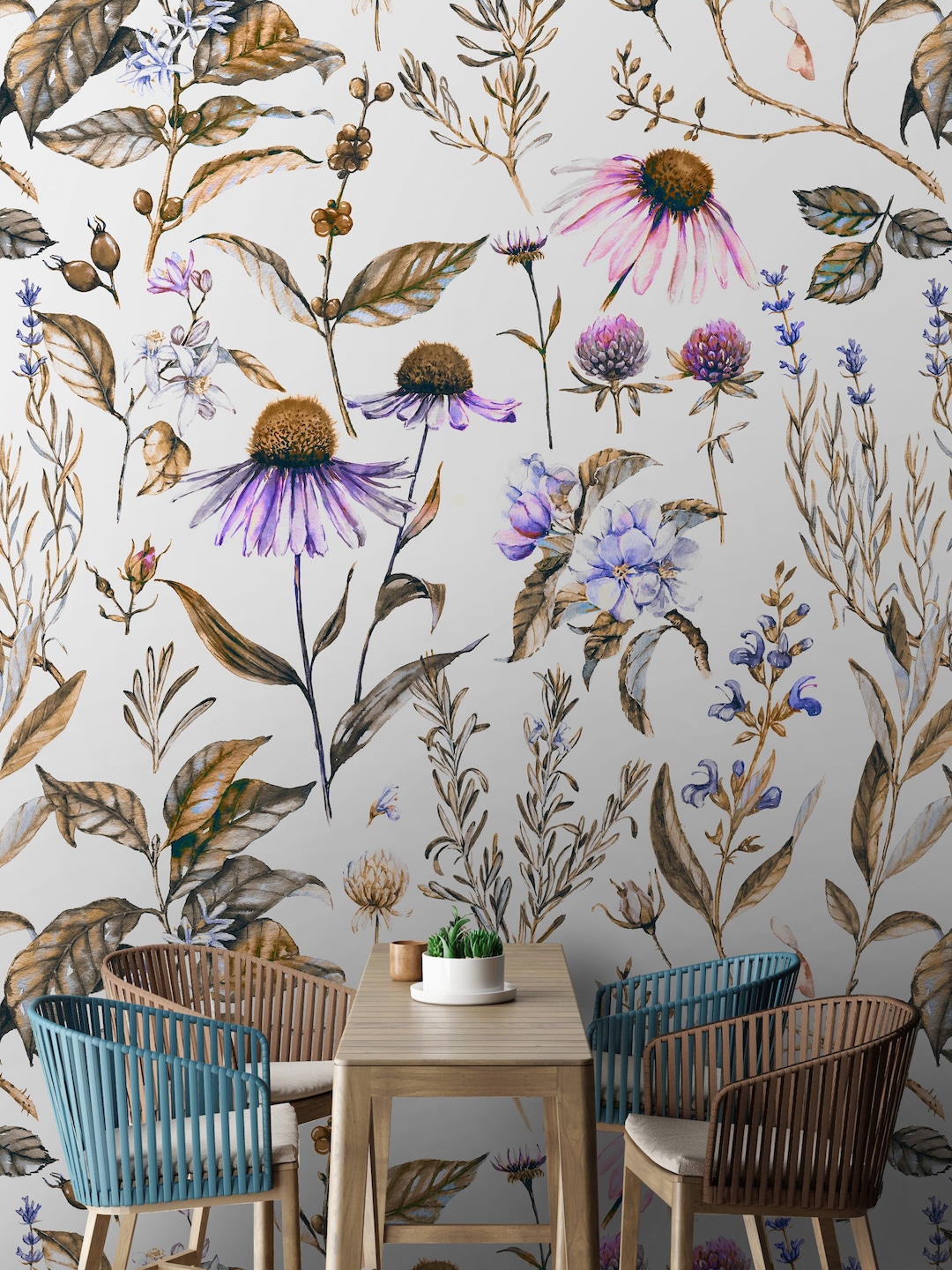 Meadow Flowers Wallpaper Self Adhesive Wallpaper Removable - Etsy
