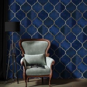 Blue Moroccan Pattern Wallpaper, Peel and Stick Wallpaper, Removable ...
