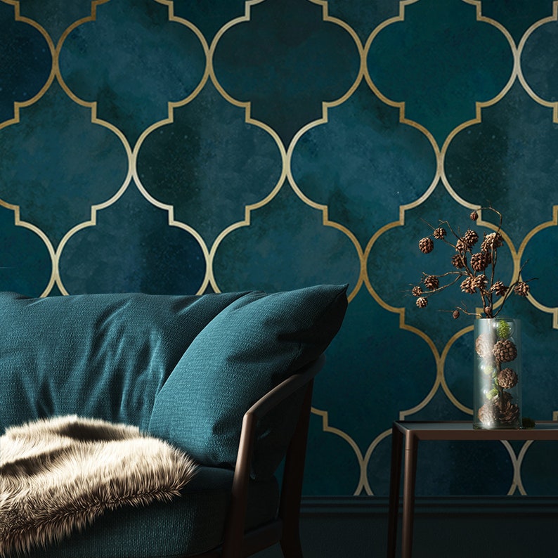 Green Moroccan Pattern Wallpaper Self Adhesive Wallpaper - Etsy