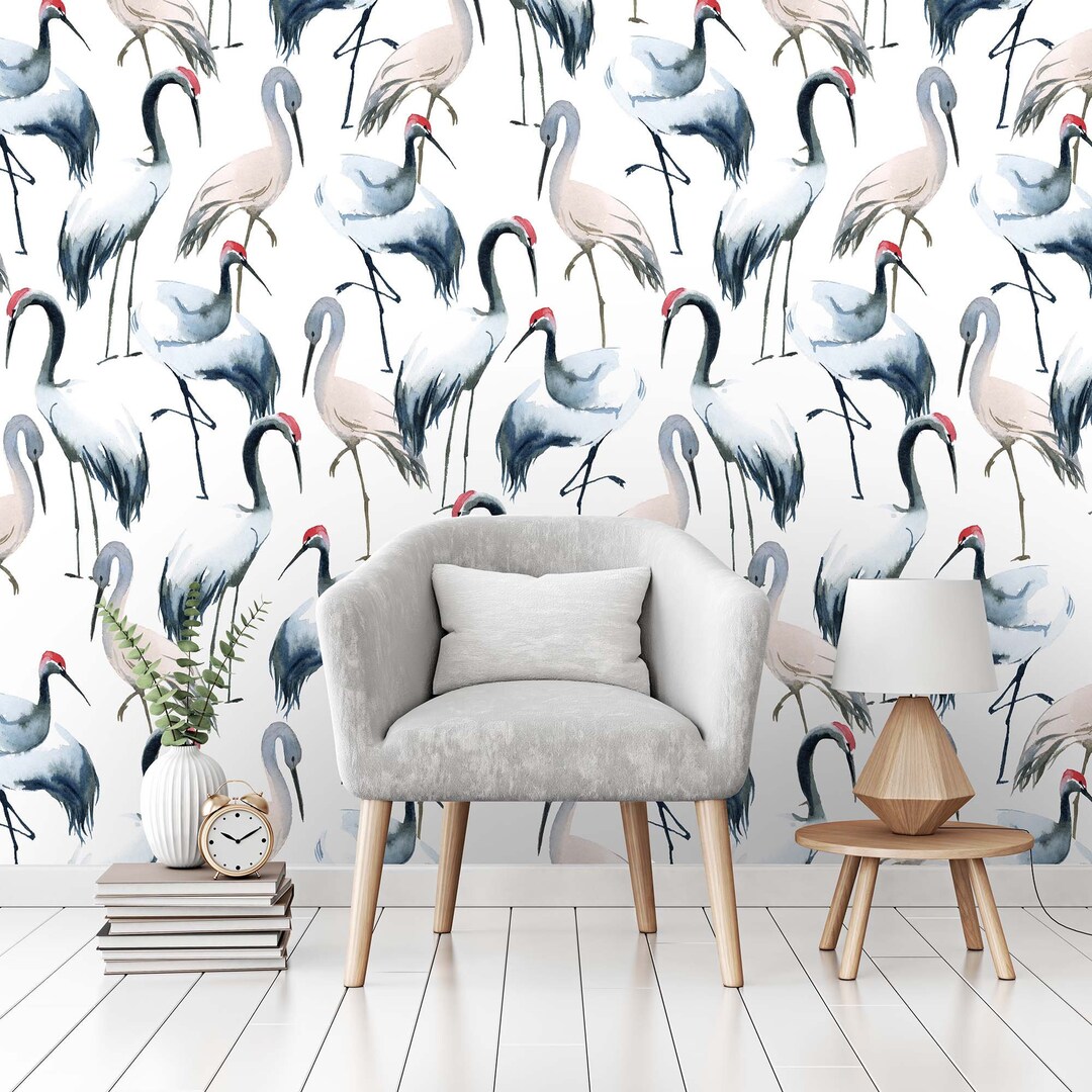Blue Storks Wallpaper | Self Adhesive Wallpaper, Removable Wallpaper ...